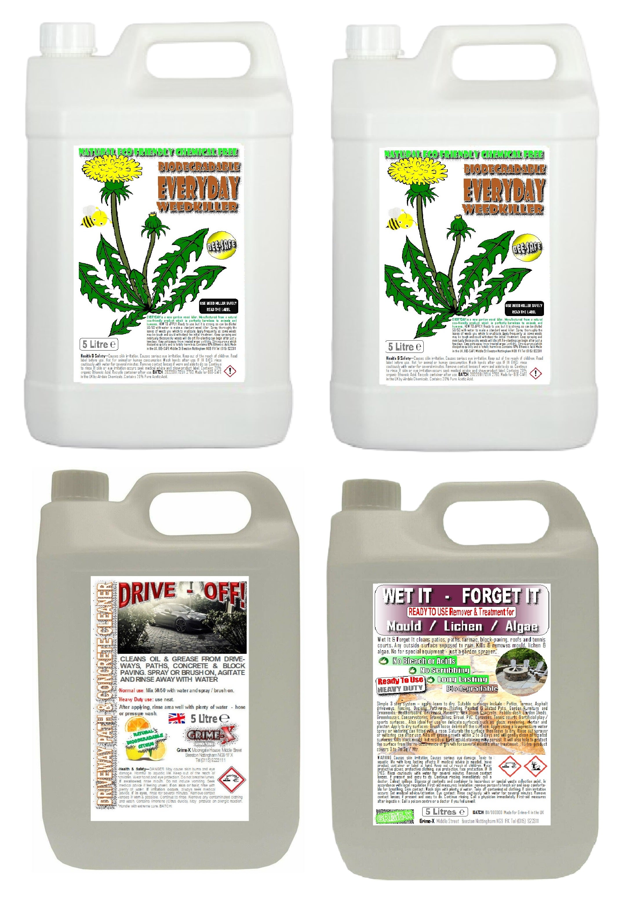 Gardeners Four Pack! Drive Cleaner 5L, Weed Killer 10L, Wet Forget ...