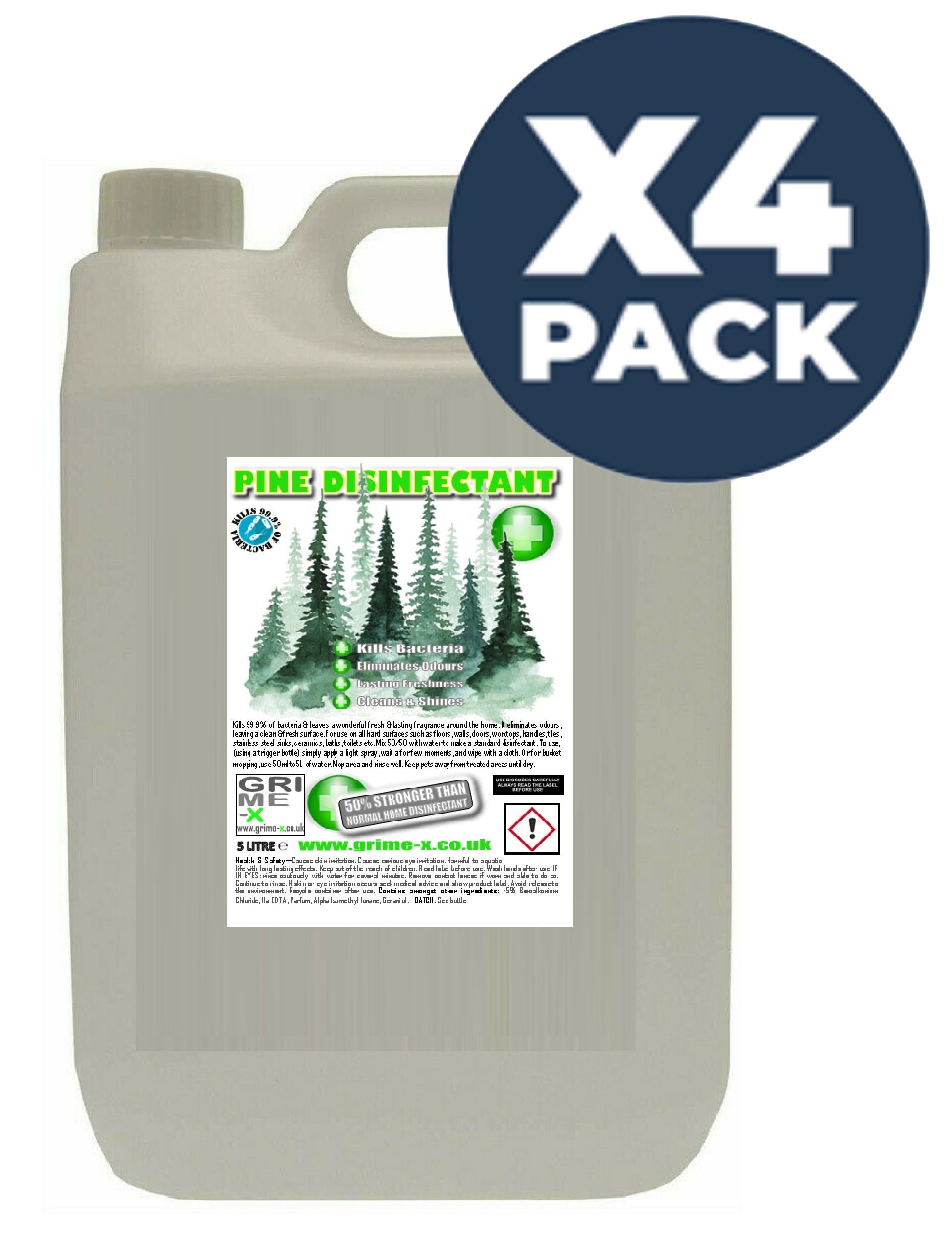 Grime-X Pine Disinfectant Surface Cleaner Multi-Surface Deodoriser 4 x ...
